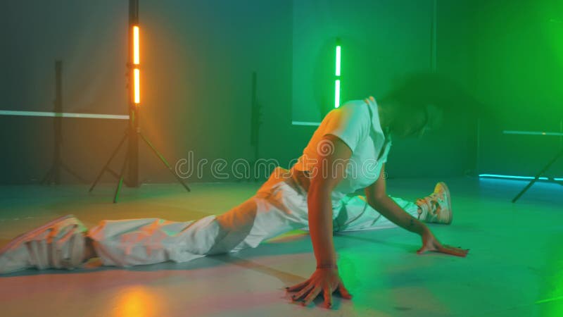 Dancer Performing Split in Colorful Studio Stock Footage - Video of ...