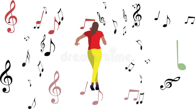 Dancer Performs a Dance Dance Can with Musical Notes Stock Vector ...