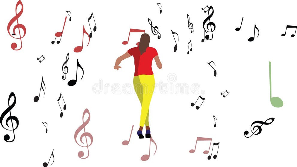 Dancer Performs a Dance Dance Can with Musical Notes Stock Vector ...