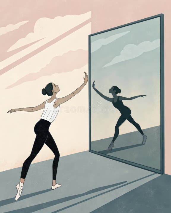 A Dancer Practices in Front of a Mirrored Wall Signifying the ...