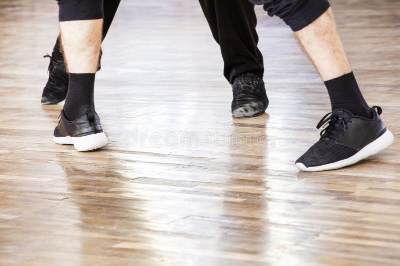 Dancer Practices in Worn Out Leather Shoes on the Floor Stock Photo ...