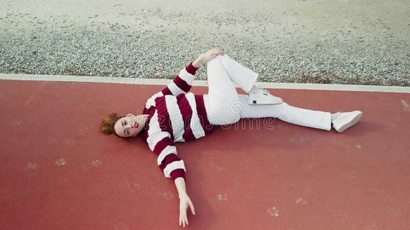 Dancer Practicing on the Red Cycle Path Stock Footage - Video of cycle ...