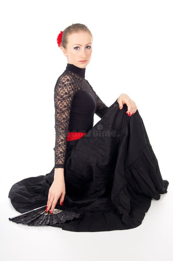 Dancer with a red rose stock image. Image of enjoyment - 32100993