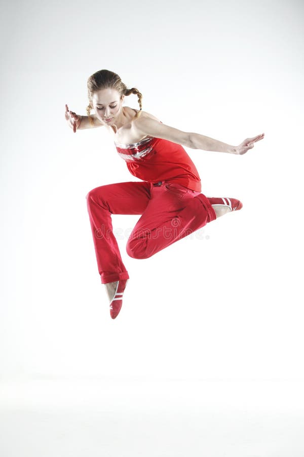 Dancer in red stock image. Image of energy, playful, movement - 66850749