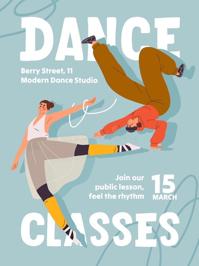 Dancer S School with Breakdancing, Ballet Lessons Advertising Poster ...