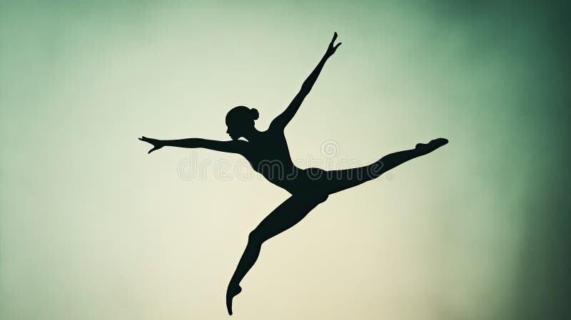 Dancer Silhouette in Mid Leap Against a Soft Pastel Gradient Background ...