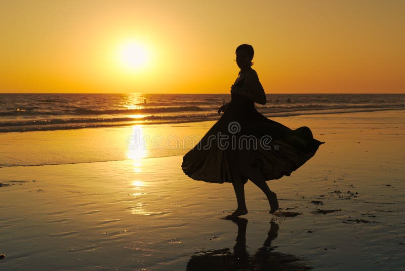Dancer Silhouette during Sunset Stock Image - Image of horizon ...