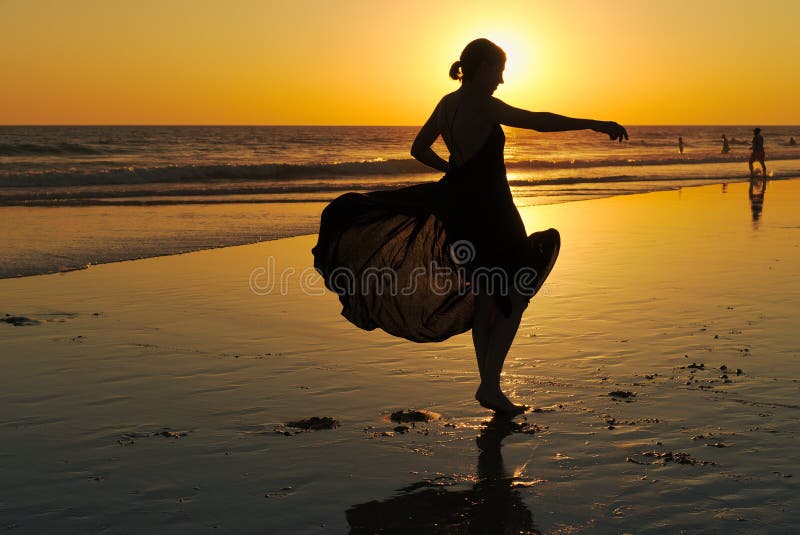 Dancer Silhouette during Sunset Stock Image - Image of shine, woman ...