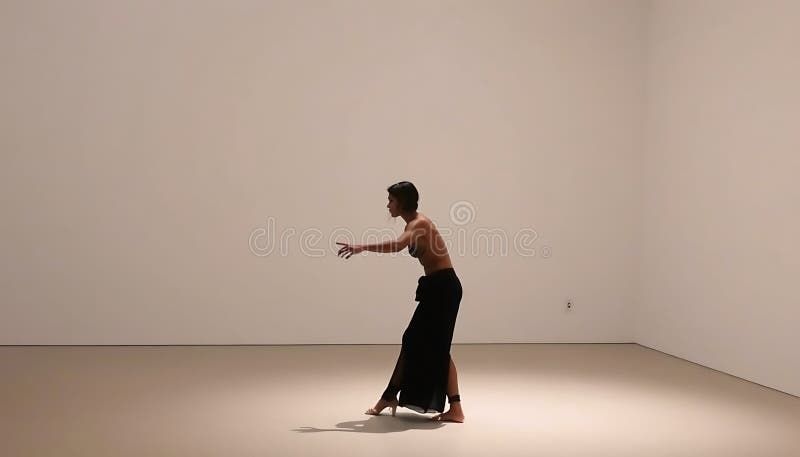 Dancer Silhouette in White Studio Modern Performance Art. Expressive ...