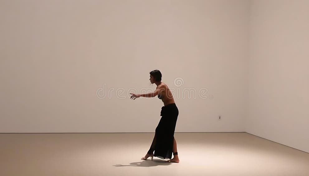 Dancer Silhouette in White Studio Modern Performance Art. Expressive ...