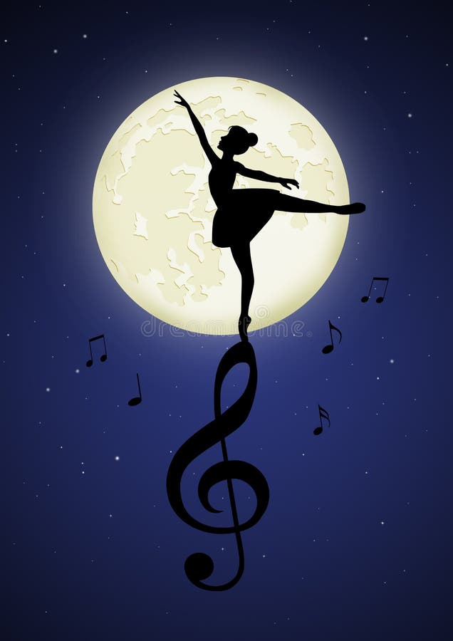 Dancer in the moonlight stock illustration. Illustration of dance ...