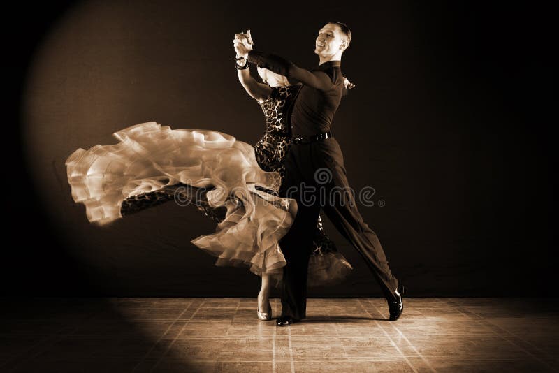Dancers in Ballroom Isolated on Black Background Stock Photo - Image of ...