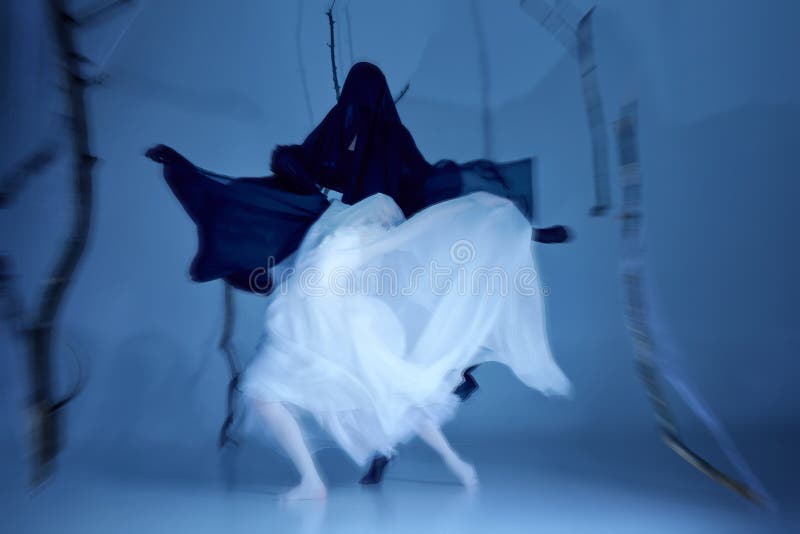 Dancers of Mist and Light, Twirling Endlessly in Spectral Ballet. Two ...