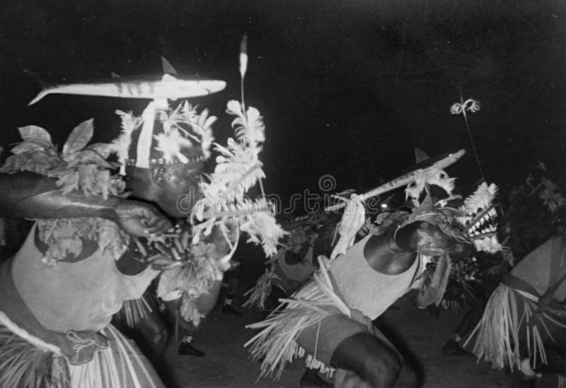 Dancers On Murray Island Wearing Shark Headdresses 1960 Stock Image ...