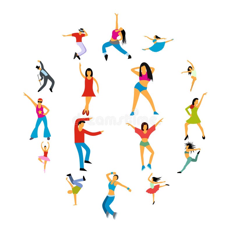 Dances flat icons set stock vector. Illustration of hiphop - 131889531