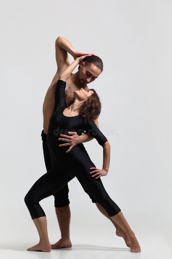 Involved Ballet Dancers Performing Together in the Studio Stock Photo ...