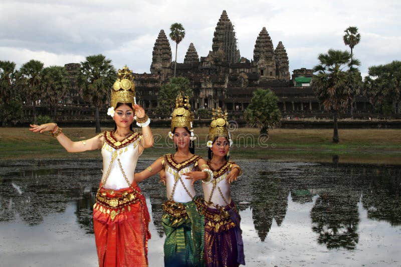 Khmer Dancers Angkor Wat Asparas Cambodia Stock Image - Image of ...