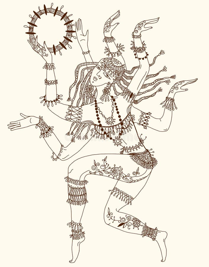 Dancing-armed goddess. stock vector. Illustration of body - 41204661