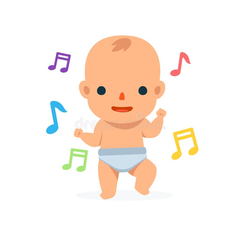 Dancing Baby Girl stock illustration. Illustration of notes - 1388753
