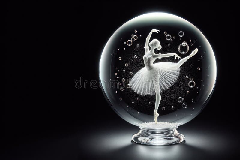 Dancing Ballerina Inside a Glass Ball. Space for Text. Stock ...