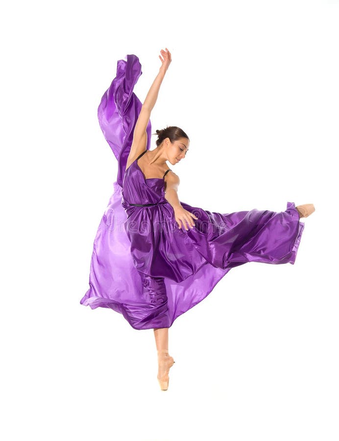 Dance in Motion with Flying Fabric Stock Photo - Image of barefoot ...