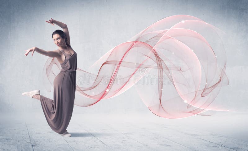 Dancing Ballet Performance Artist with Abstract Swirl Stock Photo ...