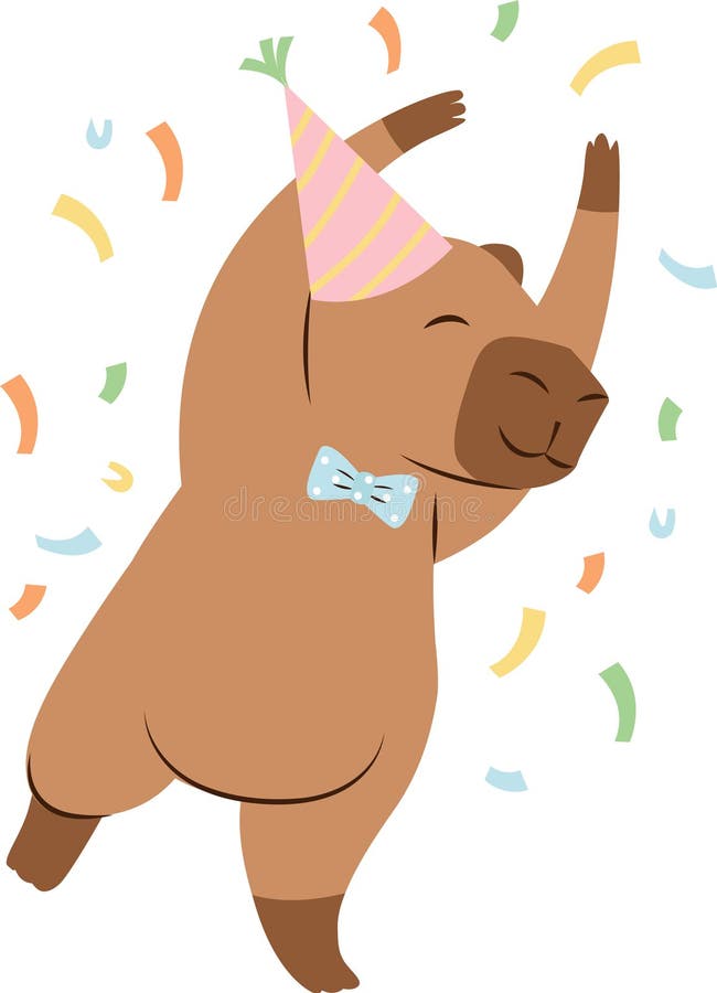 Dancing Birthday Capybara stock vector. Illustration of birthday ...