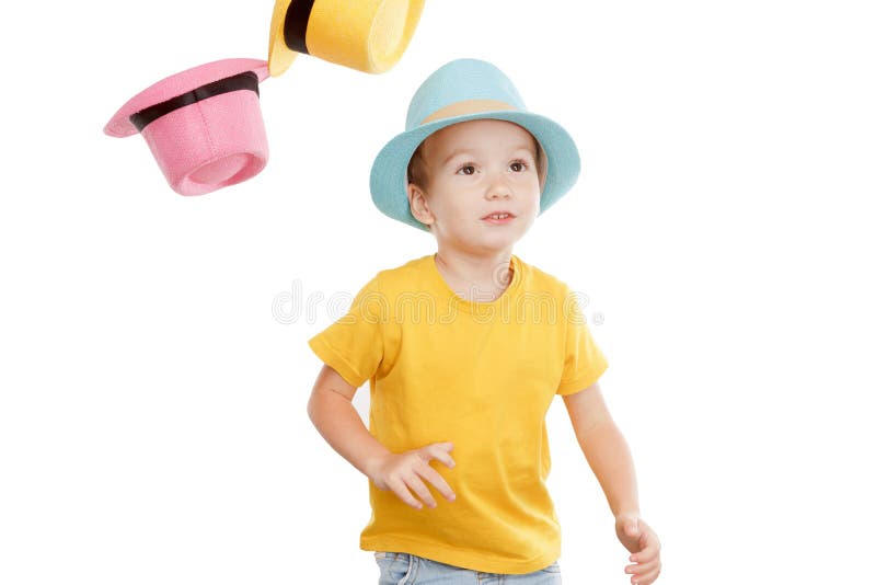 Dancing Boy in the Hat Isolated on White Stock Photo - Image of ...