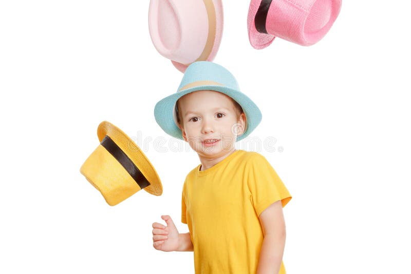 Dancing Boy in the Hat Isolated on White Stock Image - Image of male ...