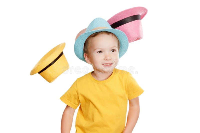 Dancing Boy in the Hat on White Stock Photo - Image of people, male ...