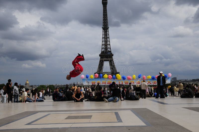 Dancing Boy Play in Front of Eiffel Tower Editorial Stock Photo - Image ...