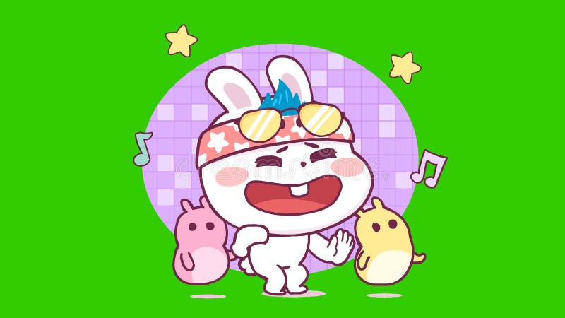 Dancing Bunny Animation - Green Screen Stock Video - Video of screen ...
