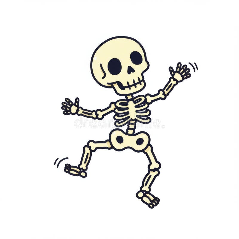 Dancing Cartoon Skeleton Illustration Stock Illustration - Illustration of bone, minimalist ...