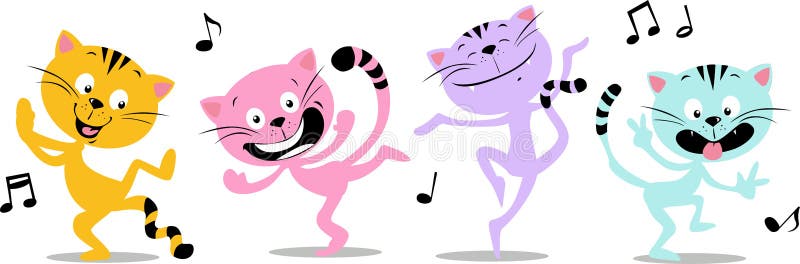 Dancing Cat and Music - Funny Vector Flat Design Illustration Isolated ...