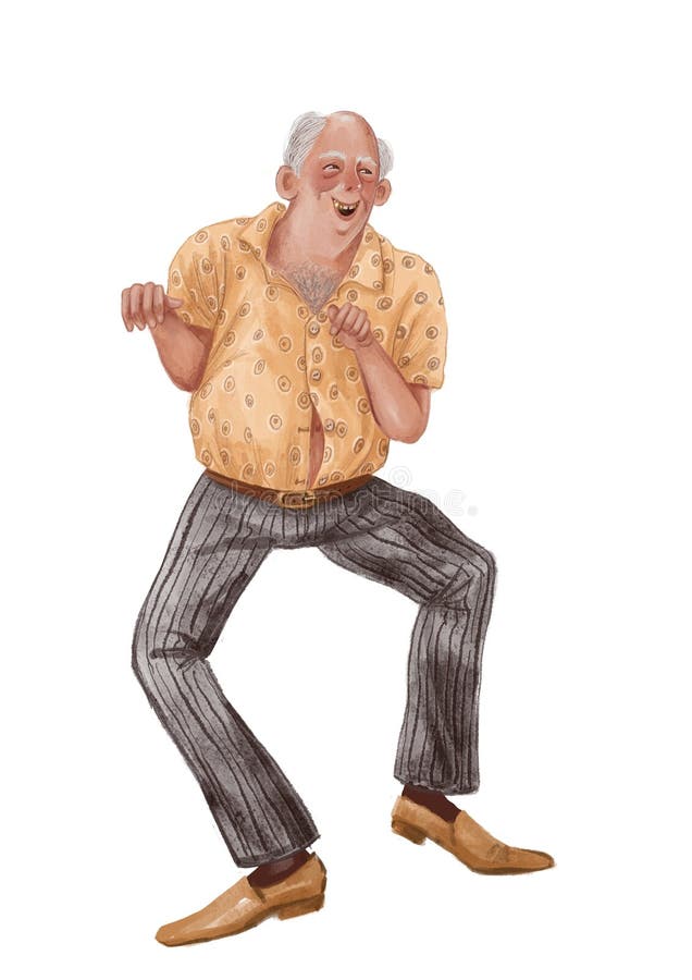 Dancing Cheerful Elderly Man Illustration Stock Illustration ...