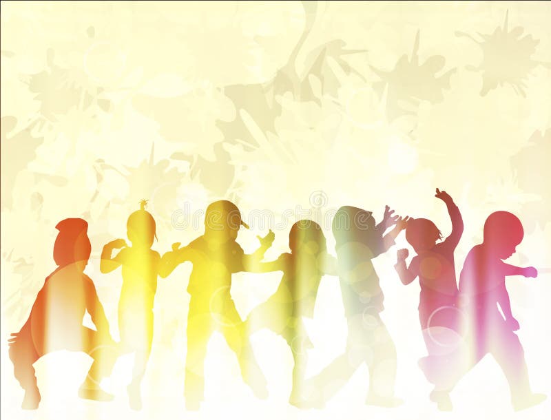 Dancing Children Silhouettes Stock Vector - Illustration of dancing ...