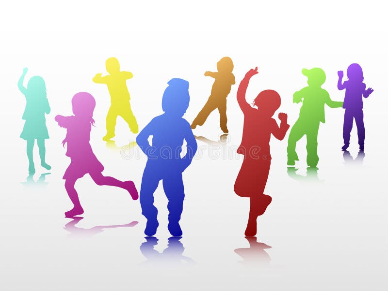 Dancing Children Silhouettes Stock Vector - Illustration of disco ...