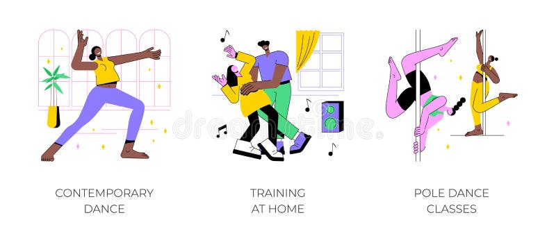 Dancing Classes Isolated Cartoon Vector Illustrations. Stock Vector ...