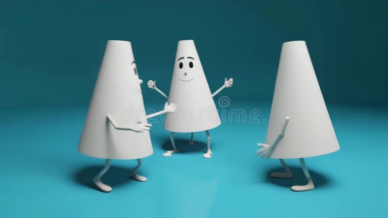 Dancing Cones Animated Characters Joyful Presentation Stock Footage ...