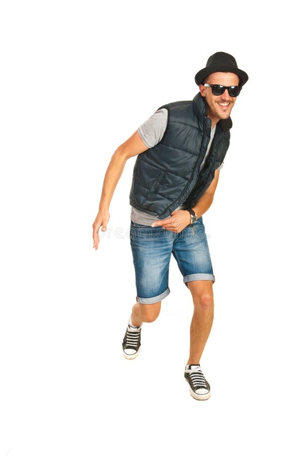 Cool Rapper Showing Thumbs Up .isolated on White Stock Photo - Image of ...