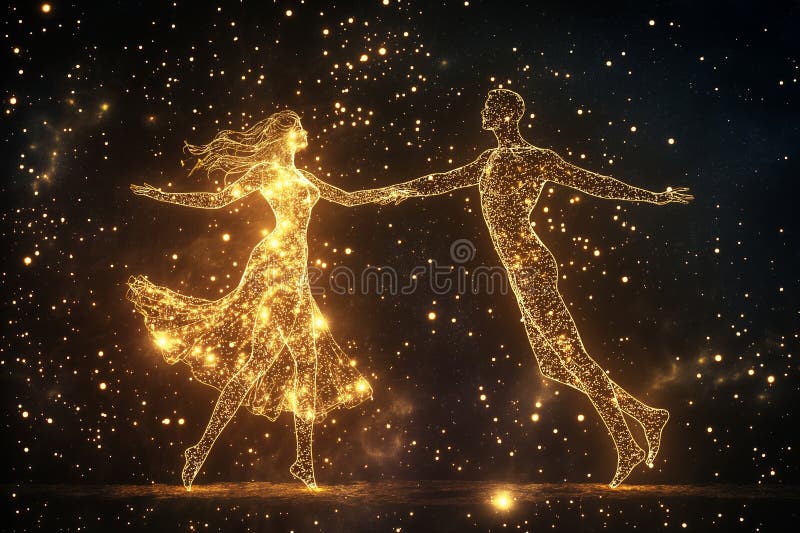 Dancing Couple Illuminated Starlight Cosmic Setting Stock Photos - Free ...