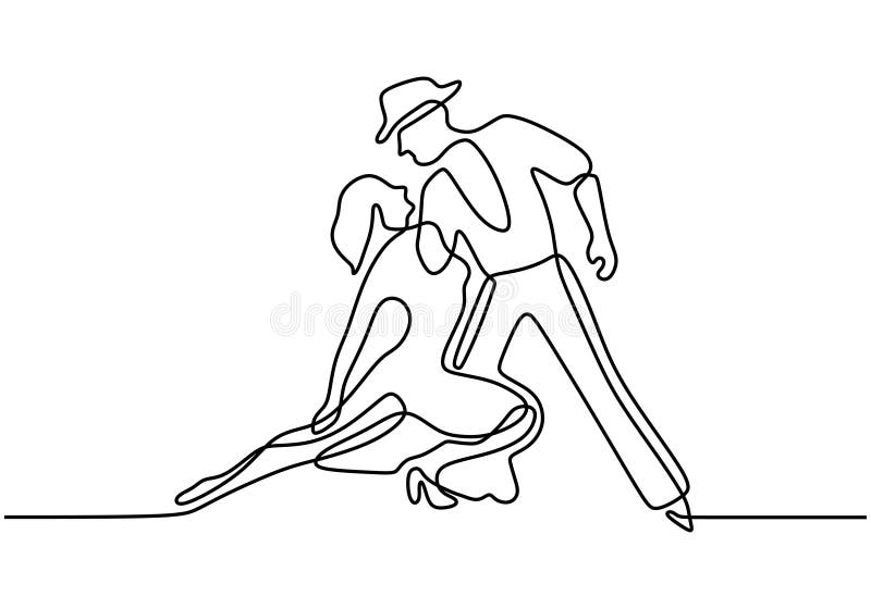 Continuous Line Drawing Dancing Couple Stock Illustrations 90
