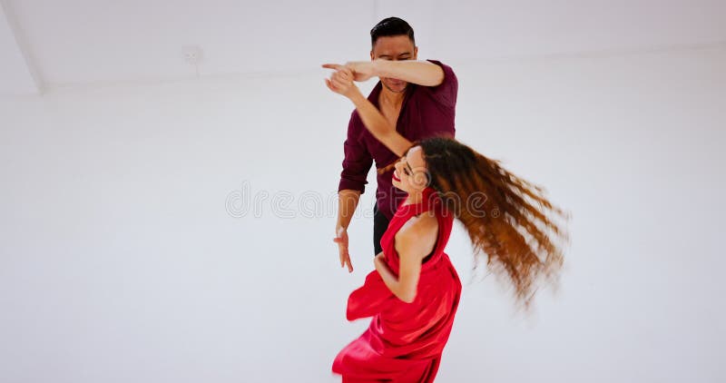 Salsa Dancing Couple in Ballroom Stock Photo - Image of lifestyle ...