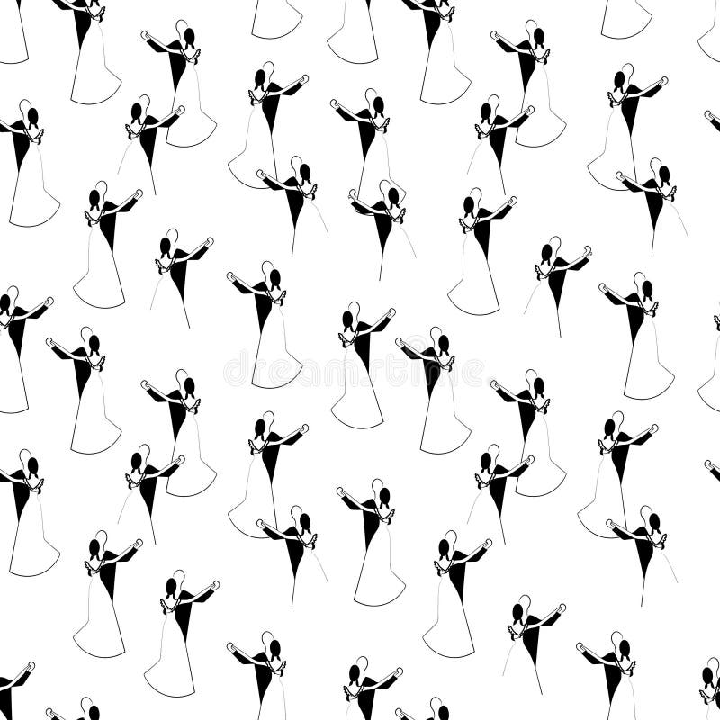 Dancing Couple. Vector Black and White Pattern. Stock Vector ...