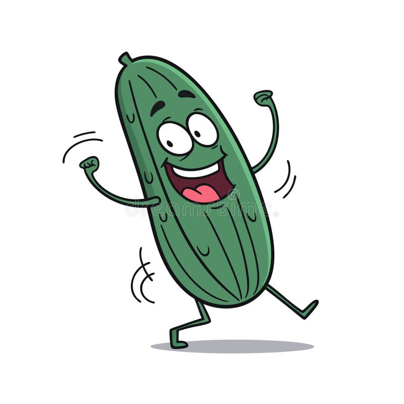 Dancing Cucumber Cartoon Character Design Stock Vector - Illustration ...