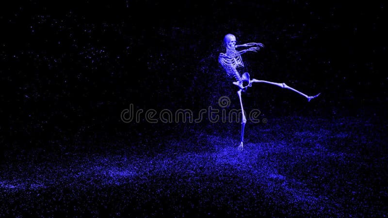 Dancing 3D Skeleton with Sand Throwing Effect. 3D Animation of Sand ...