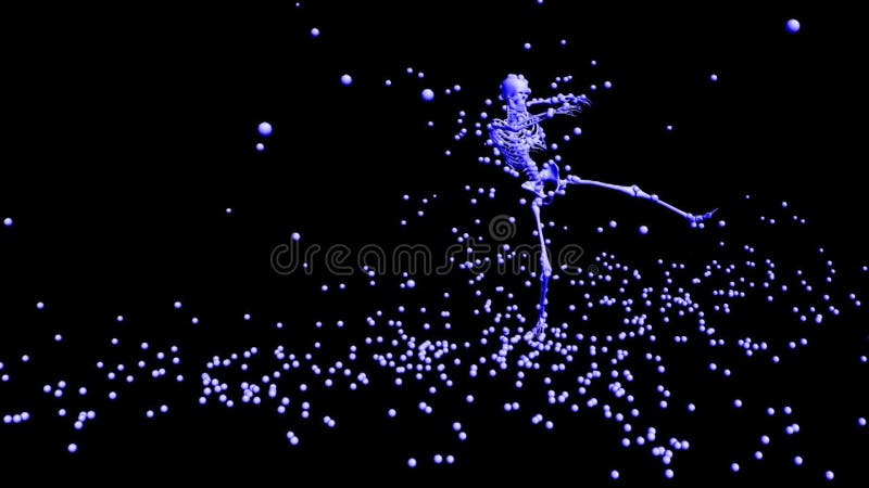 Dancing 3D Skeleton with Sand Throwing Effect. 3D Animation of Sand ...