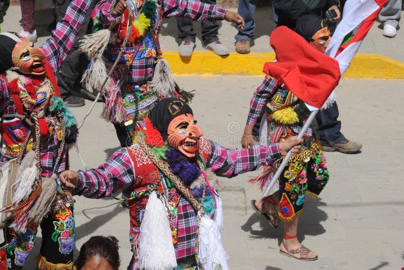 Dancing Devotees with Mask in the Streets of the Town the Procession of ...