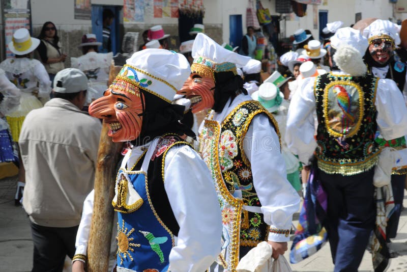 Dancing Devotees with Mask in the Streets of the Town the Procession of ...
