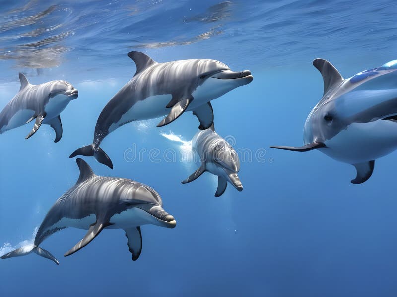 Dancing with Dolphins. Secrets of Their Aquatic Realm Stock Photo ...